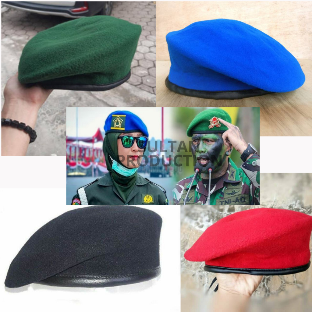 Jual BARET WARNA Biru dan Hijau TNI AD STANDARD MILITER /POLRI ...