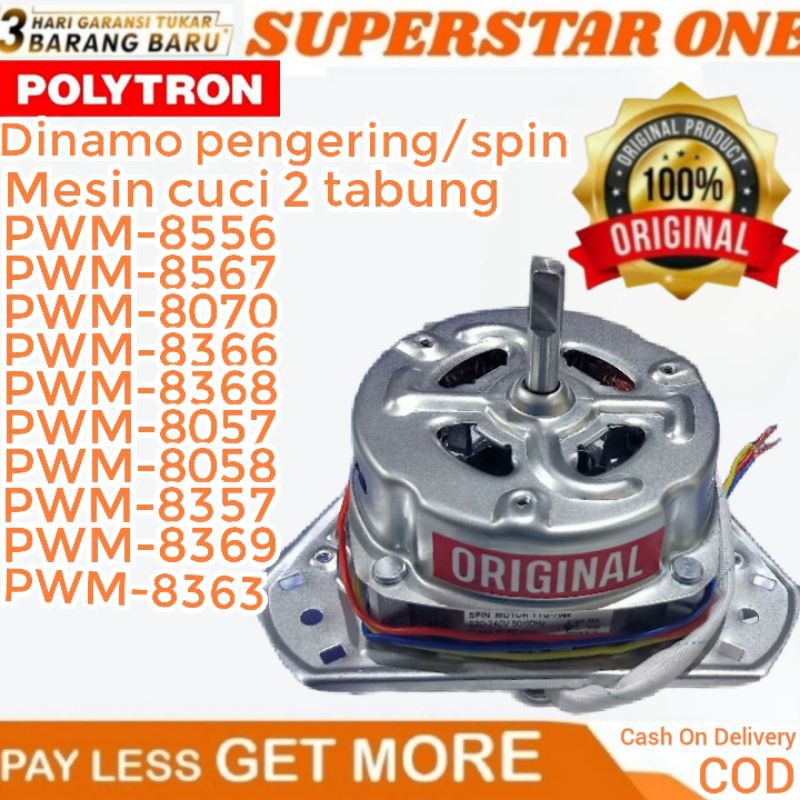 Jual Dinamo pengering/spin mesin cuci polytron PWM-8556/PWM-8567/PWM-8070/PWM-8366/PWM-8368/PWM ...
