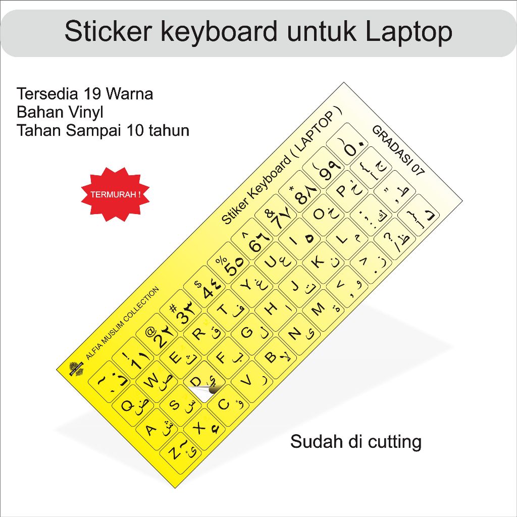 Jual STICKER KEYBOARD ARAB ANTI AIR (bahan Vinyl, sudah dicutting ...