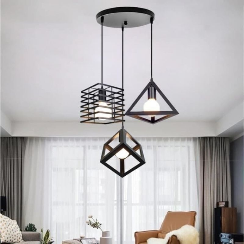 Jual cap lampu gantung kap lampu gantung 3 cabang | Shopee Indonesia