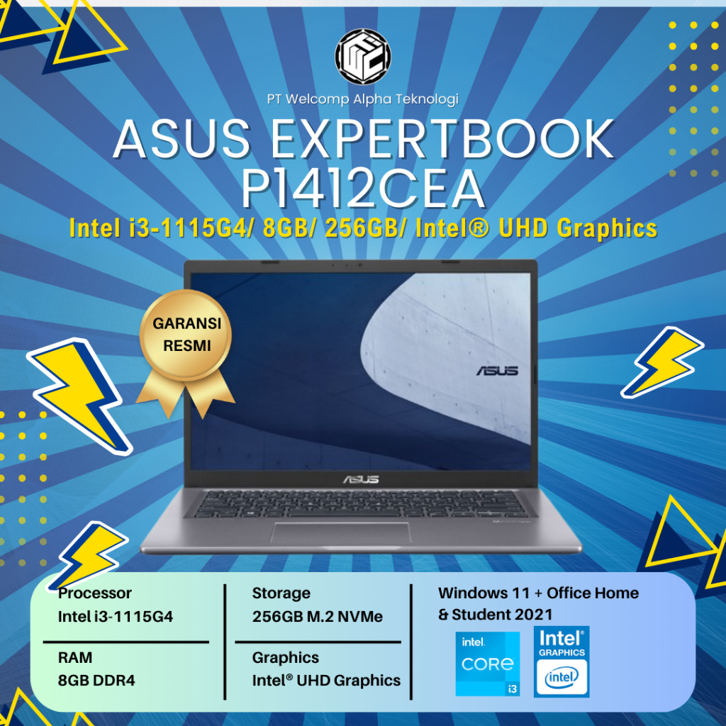Jual Laptop Asus Expertbook P1412CEA i3-1115G4/ 8GB/ 256GB/ INTEL UHD ...
