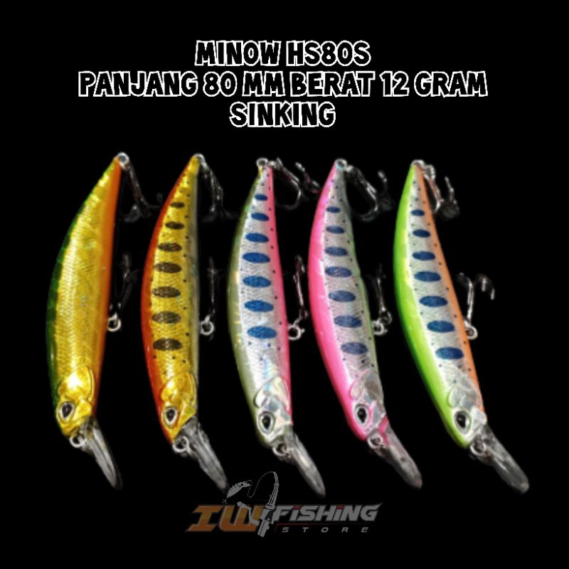 Jual Lure minow sinking 80s panjang bodi 8 cm berat 13 gram sinking ...