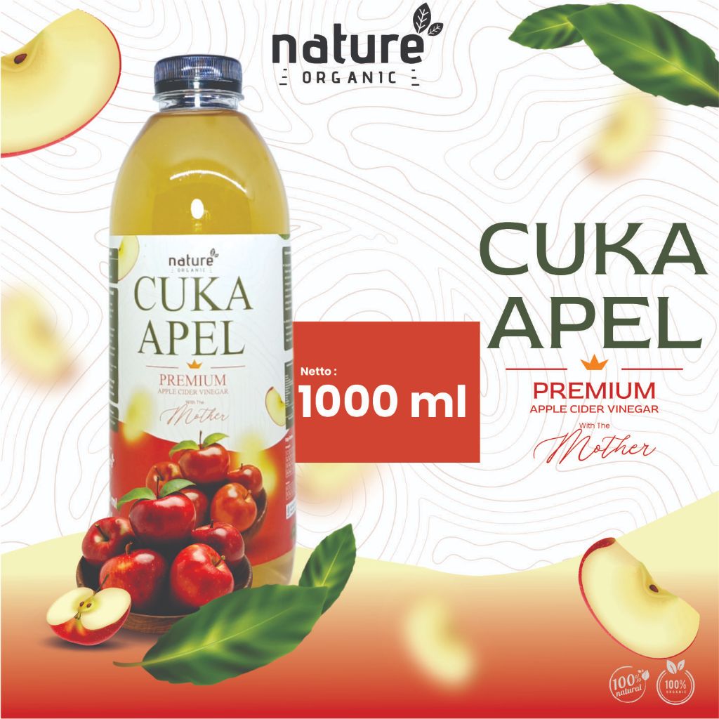 Jual NATURE ORGANIC CUKA APEL ORIGINAL 1000 ML - DIET DETOKS - APPLE ...
