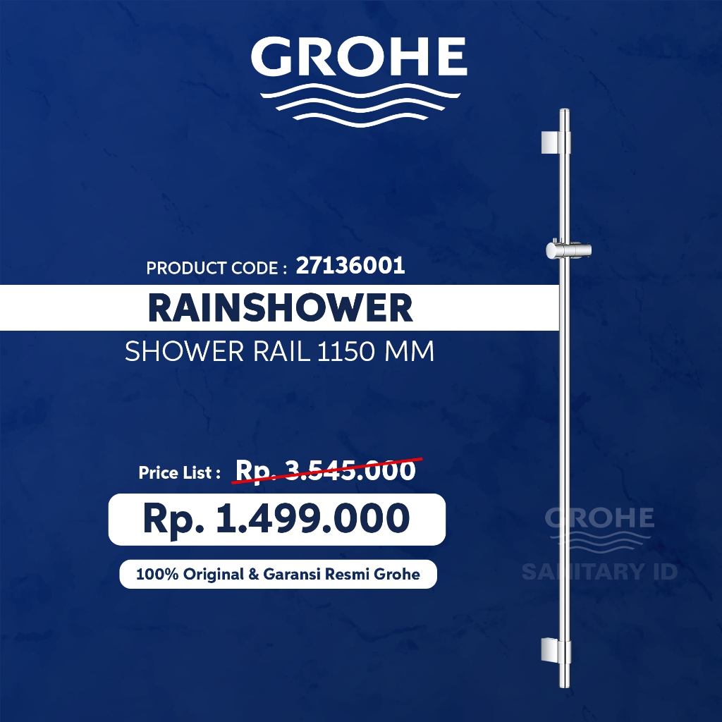 Jual GROHE 27136001 - Tiang Shower Rainshower Shower Rail 1150 mm ...