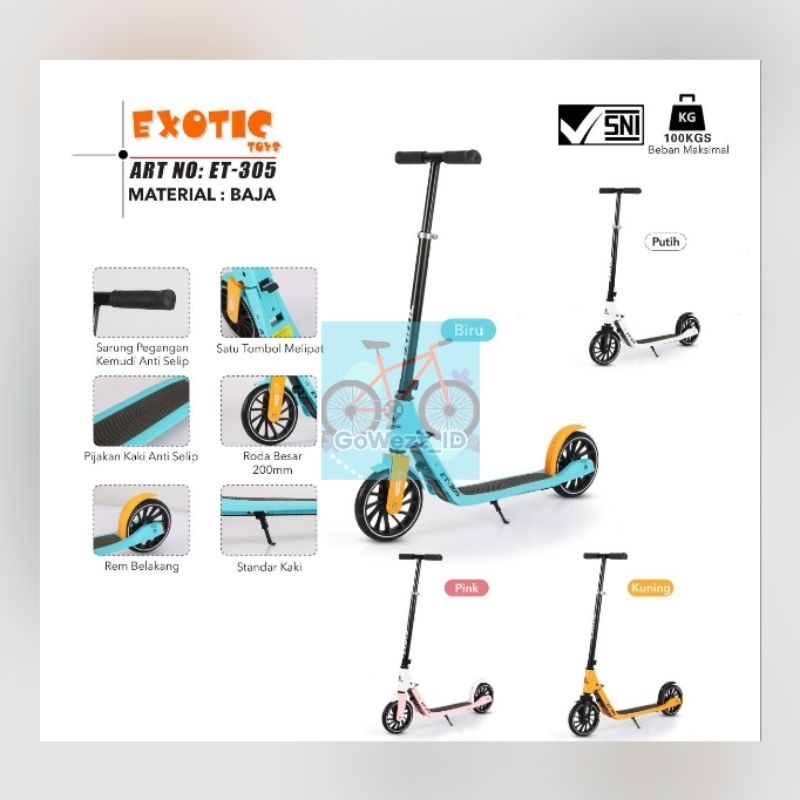 Jual Scooter Skuter Otoped Anak Dewasa Exotic ET-HB 305 Besi Max BB 100 ...