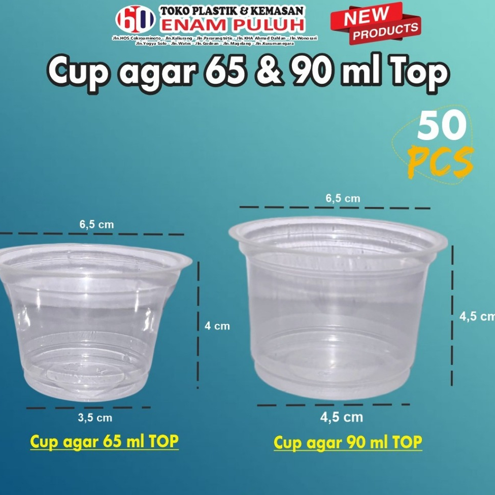 Jual gelas cup agar jelly puding isi 50 pcs pudding 65 ml & 90 ml TOP lebih hemat | Shopee Indonesia