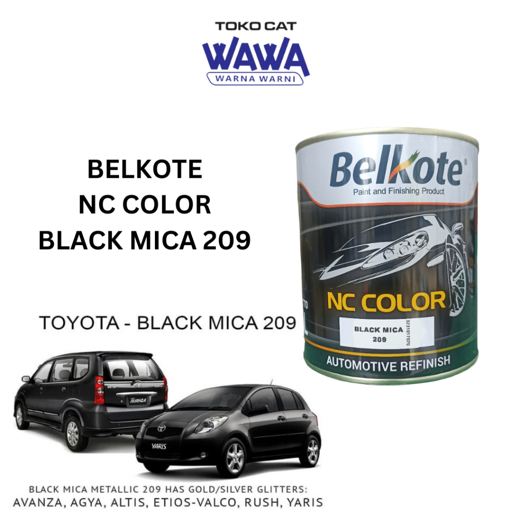 Jual cat duco belkote nc color black mica 209 hitam metallic toyota ...