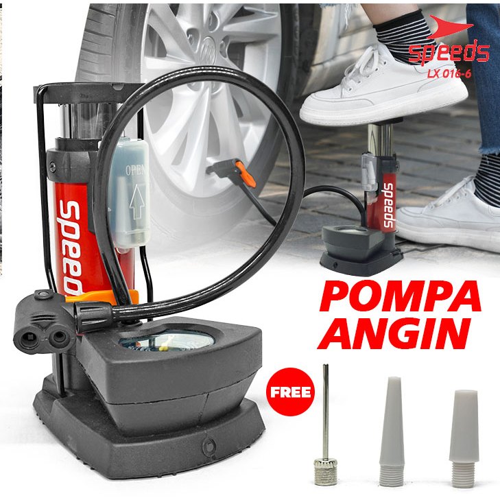 Jual SPEEDS Pompa Ban Mini Foot Pump Portable High Pressure Pompa Angin ...