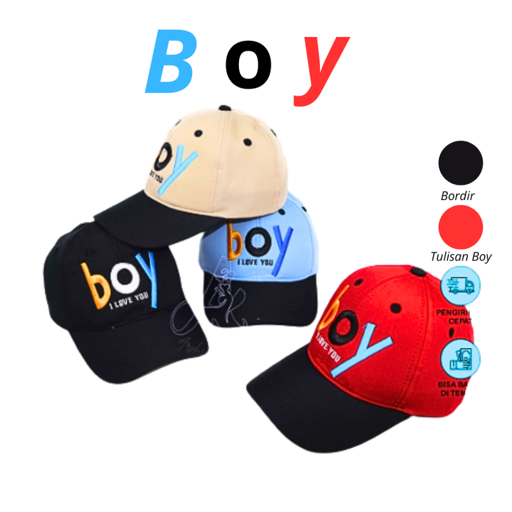 Jual TOPI ANAK Bordir BOY / TOPI ANAK BORDIR BOY | Shopee Indonesia
