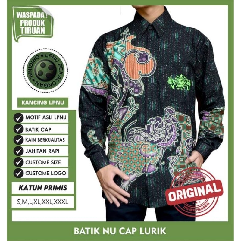 Jual Kemeja Batik Pria Hem Batik Pira Batik Cap Batik NU Motif Lurik ...