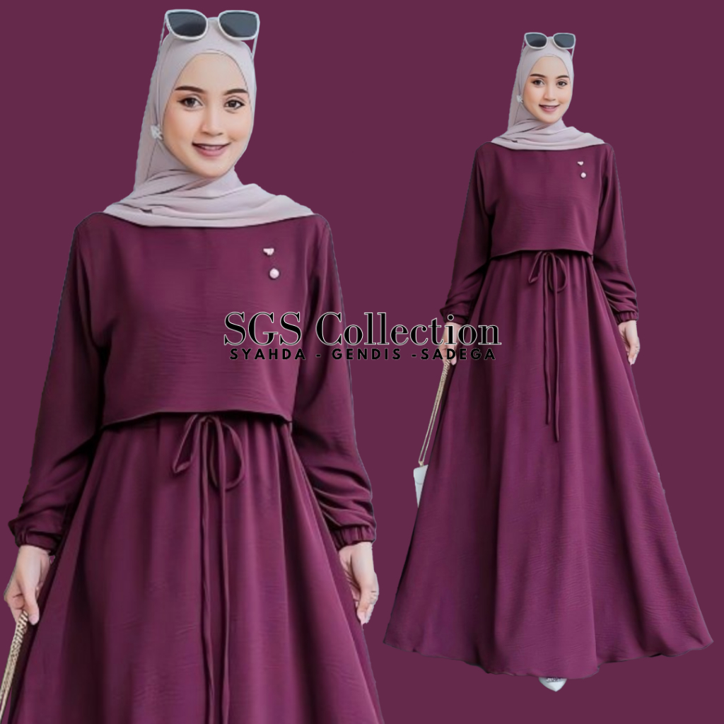 Jual gamis terbaru 2024 NAFISA Maxy SET2in1 Inner+outer Crop Gamis ...