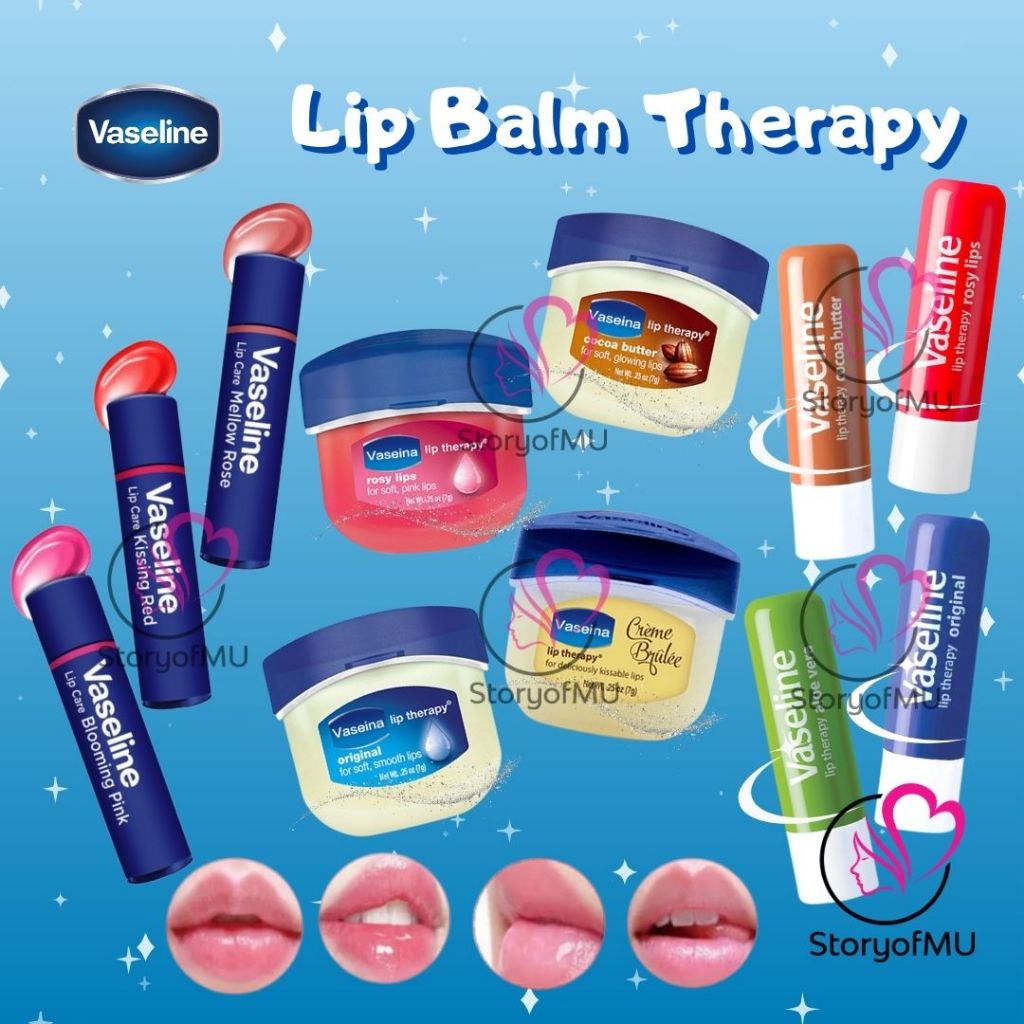 Jual [BPOM] VASELINE Lip Balm Therapy / Aloe / Rosy / Creme / Cocoa Care Mini Jar 7gr / Stick 4 ...
