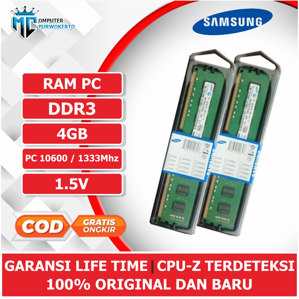 Jual Memory RAM PC Komputer DDR3 4GB Samsung 12800 / 10600 | Shopee Indonesia