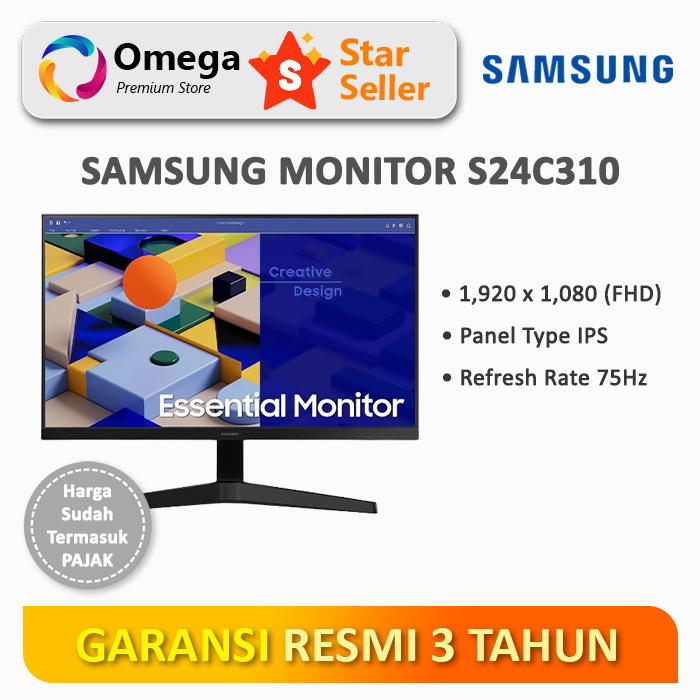 Jual Monitor Samsung S24C310 24" Essential FHD IPS 75Hz FreeSync ...