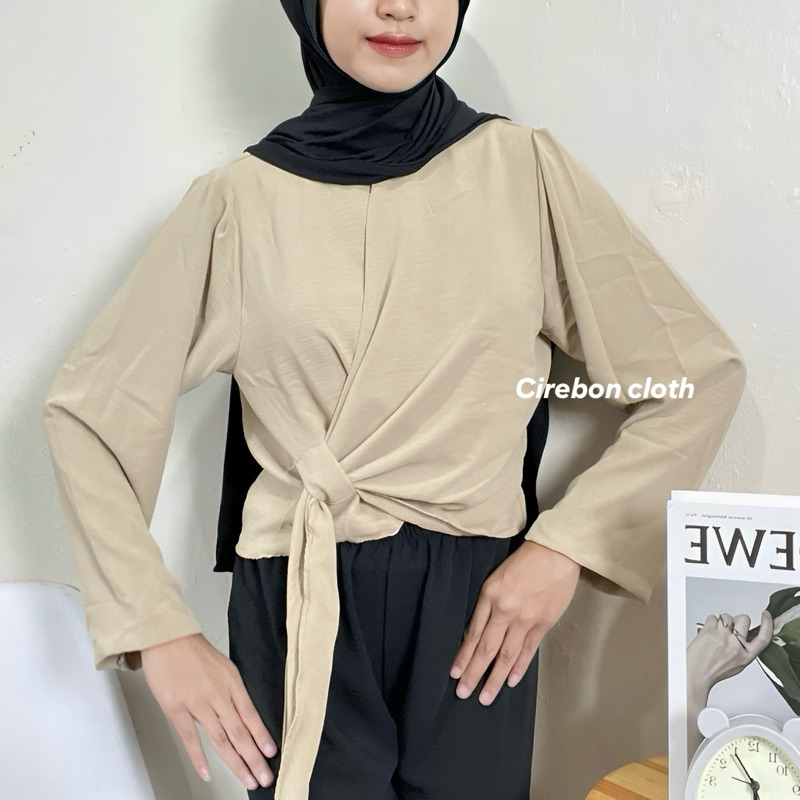 Jual Cirebon Cloth - Rhea Wrap Top | Blouse Tali Crinkle Airflow ...