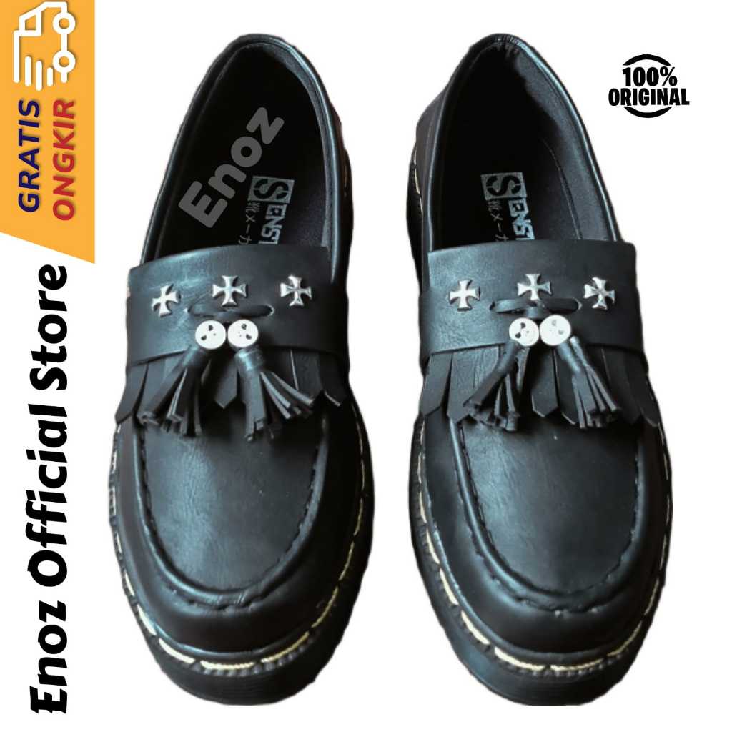 Jual Sepatu Docmart Loafers Formal Hitam Pria Slip On Spike Nightmare ...