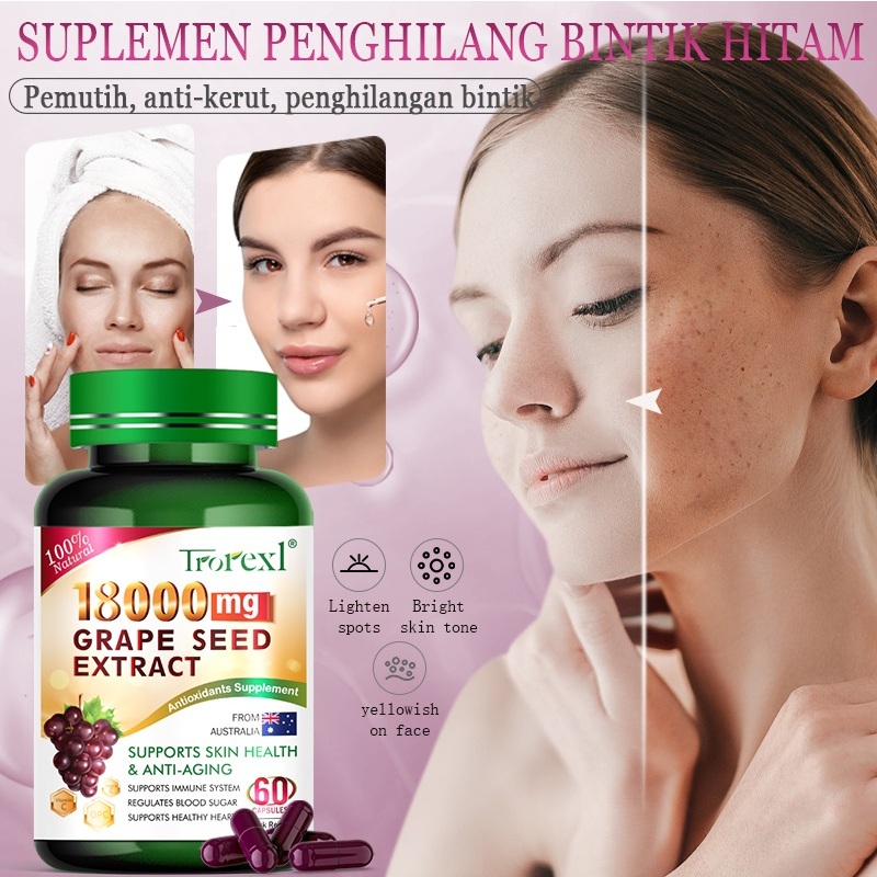 Jual Trorexl 60 kapsul/botol suplemen pemutih kulit anti kerut Ekstrak ...