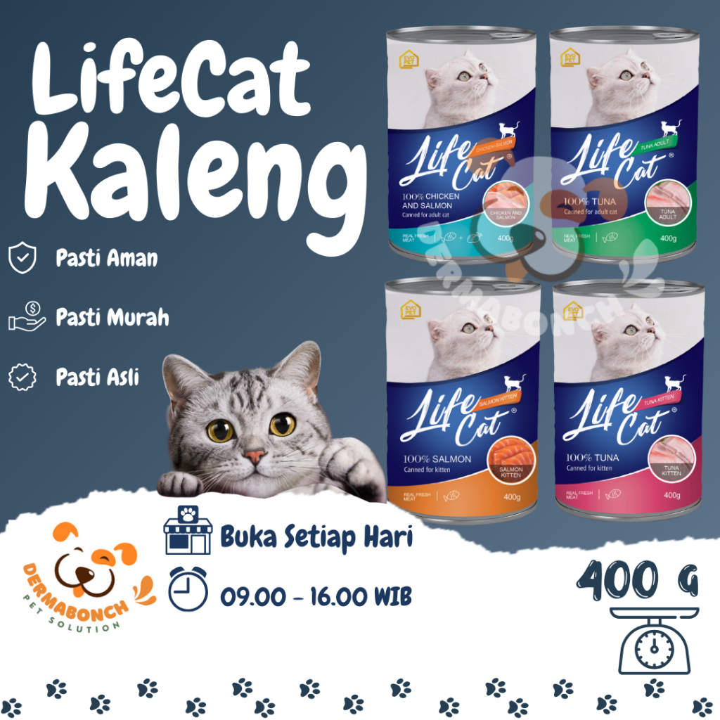 Jual Makanan kucing basah lifecat / life cat kaleng 400 g 400g 400gr ...