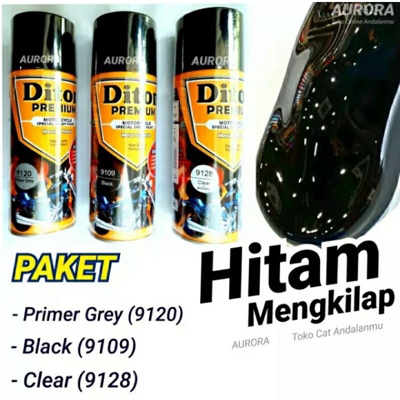Jual PAKET Cat Hitam Mengkilap Diton Premium Hitam 9109 Pilox Hitam ...
