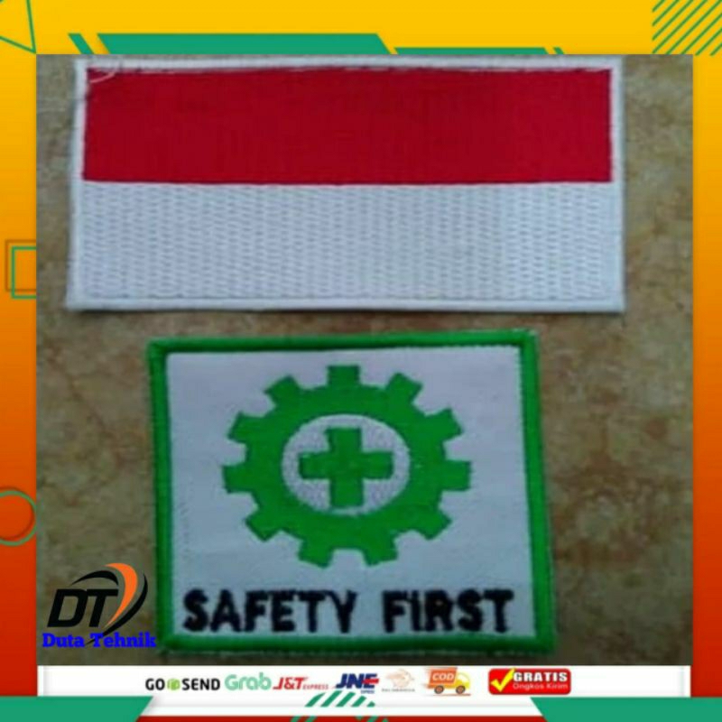 Jual BORDIR EMBLEM PATCH LOGO SAFETY FIRST DAN BENDERA MERAH PUTIH ...