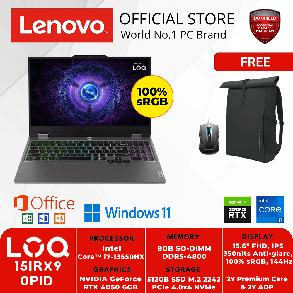 Jual LENOVO LOQ GAMING 15IRX9 0PID GREY CORE i7-13650HX RTX4050 8GB 512GB W11+OHS | Shopee Indonesia