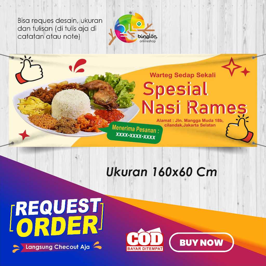 Jual Spanduk 160x60 Banner Warteg Nasi Rames Custom Desain | Shopee ...