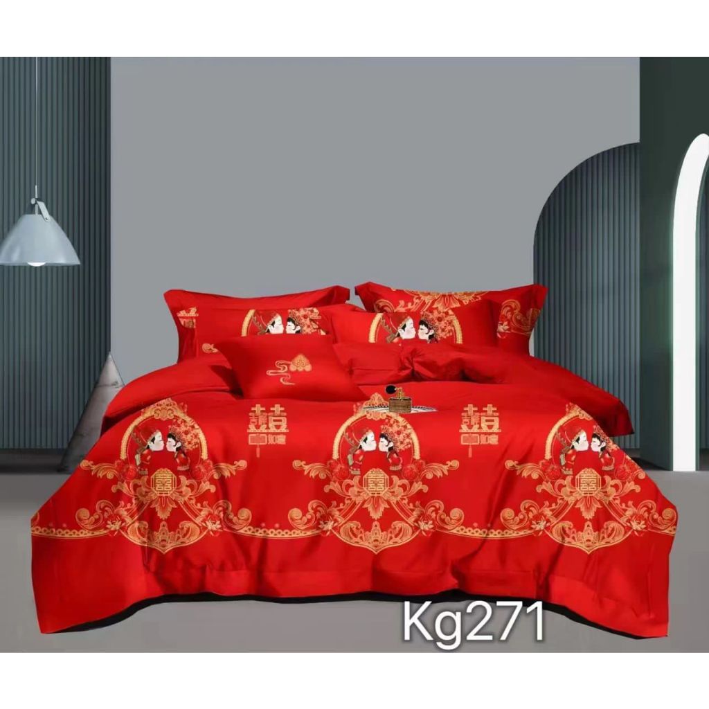 Jual Bedcover set Bahan Katun Korea motif wedding Oriental sangjit ...