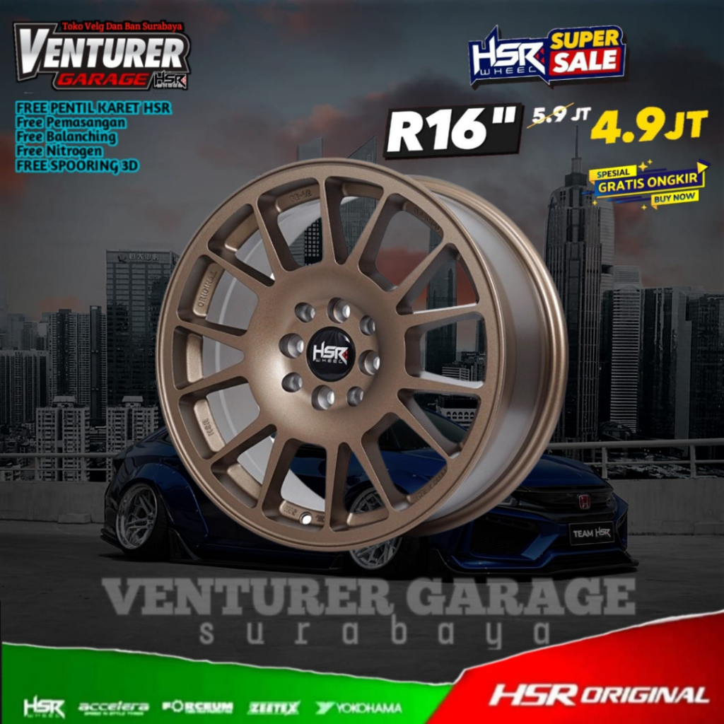 Jual Velg Mobil Ring16 lebar 7 rata fender hsr fe02 r16 bronze Pelek ...