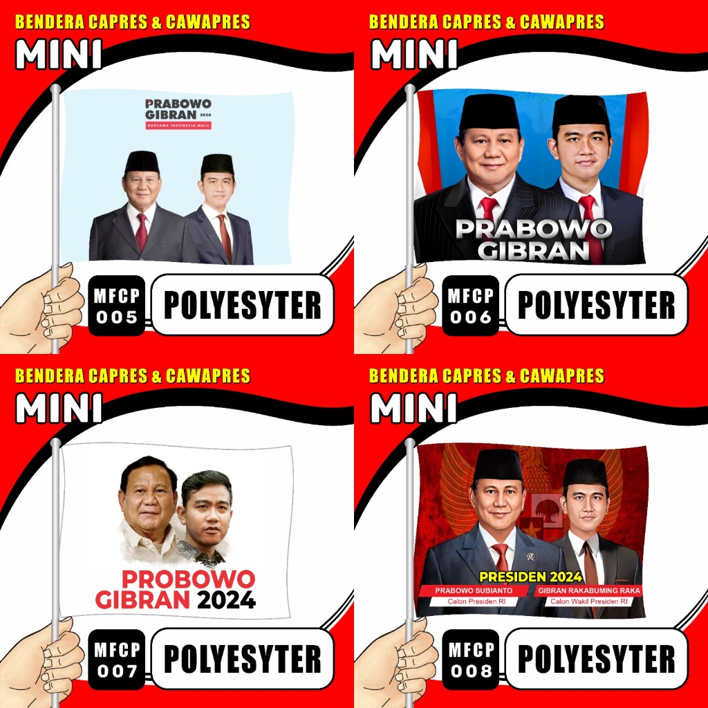 Jual Bendera Mini FREE Stick Pilpres Prabowo Gibran Capres Cawapres 2024/Cetak Bendera Capres ...