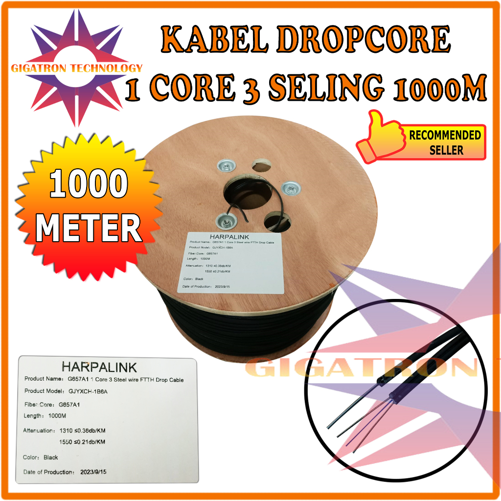 Jual Kabel Fiber Optic Dropcore 1000M 1 Core 3 Seling / Kabel Fiber ...