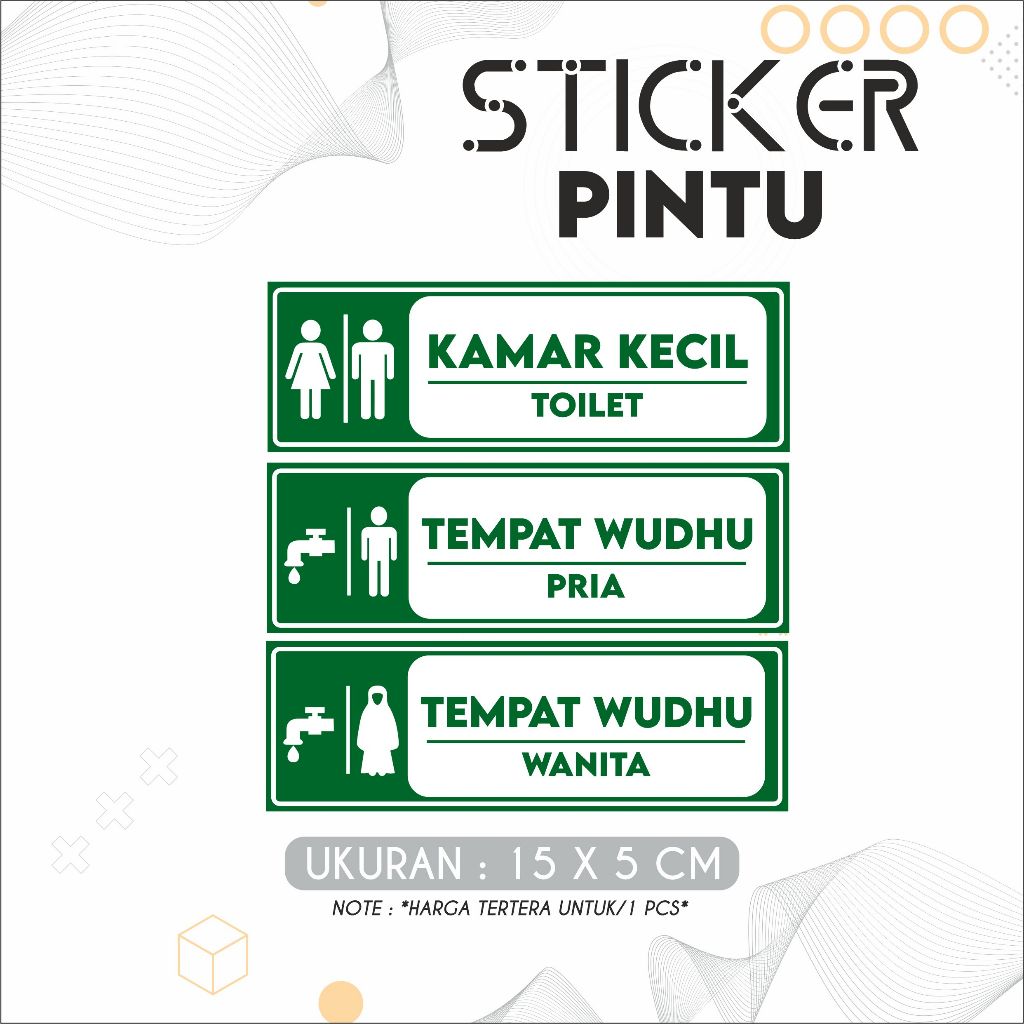 Jual Sticker Label Sign Marka Stiker Pintu Toilet, Tempat Wudhu 10 x 5 ...