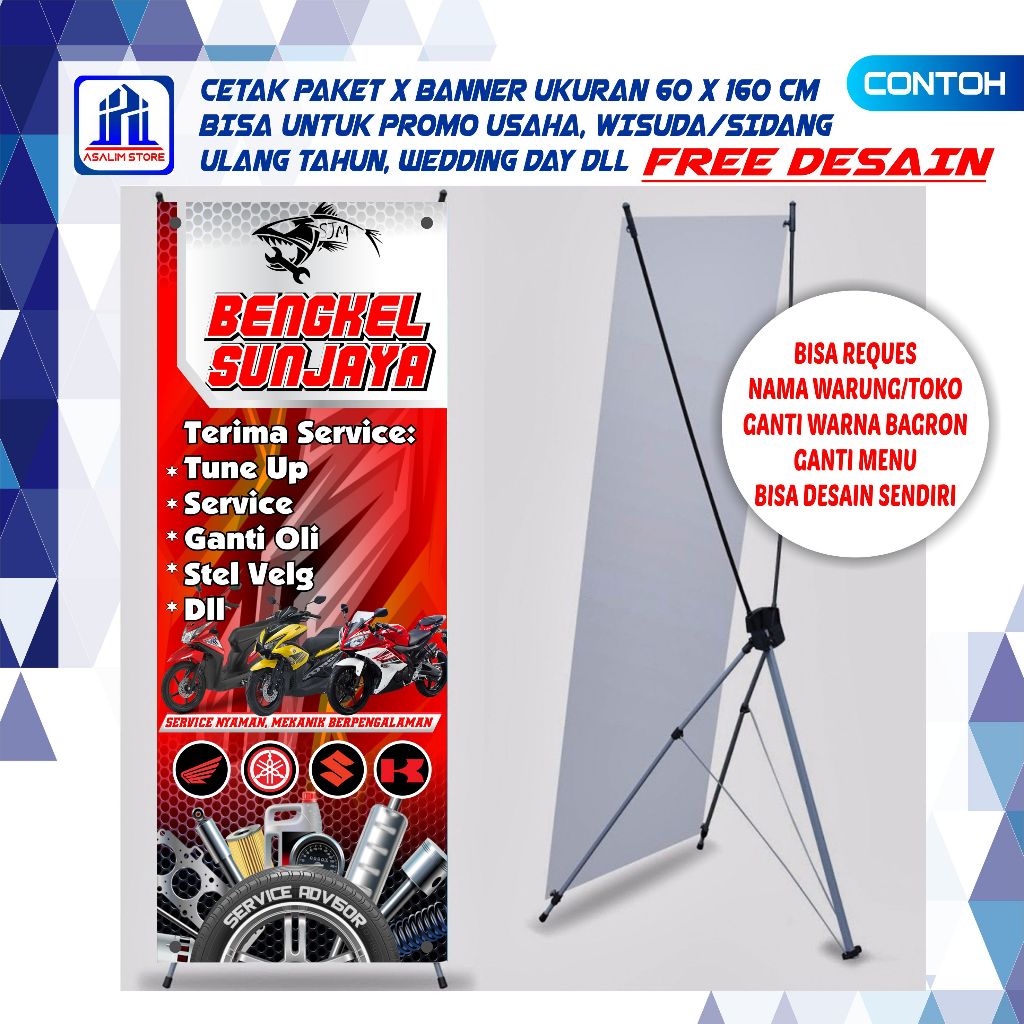 Jual Banner Bengkel Standing x Benner Jualan Backdrop Spanduk Promosi ...