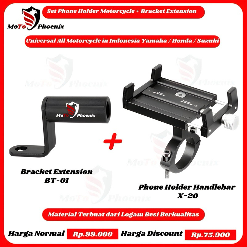 Jual [ FULLSET ] Holder Stang Motor X-20 Full Besi + Bracket Spion ...