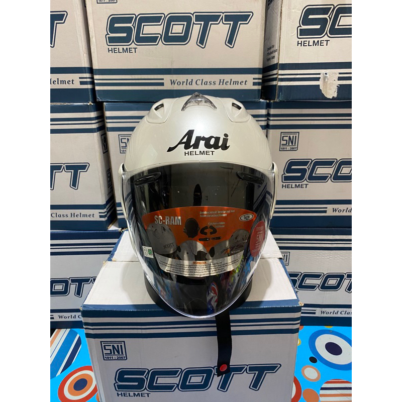 Jual Helm scott vz ram5 putih polos | Shopee Indonesia