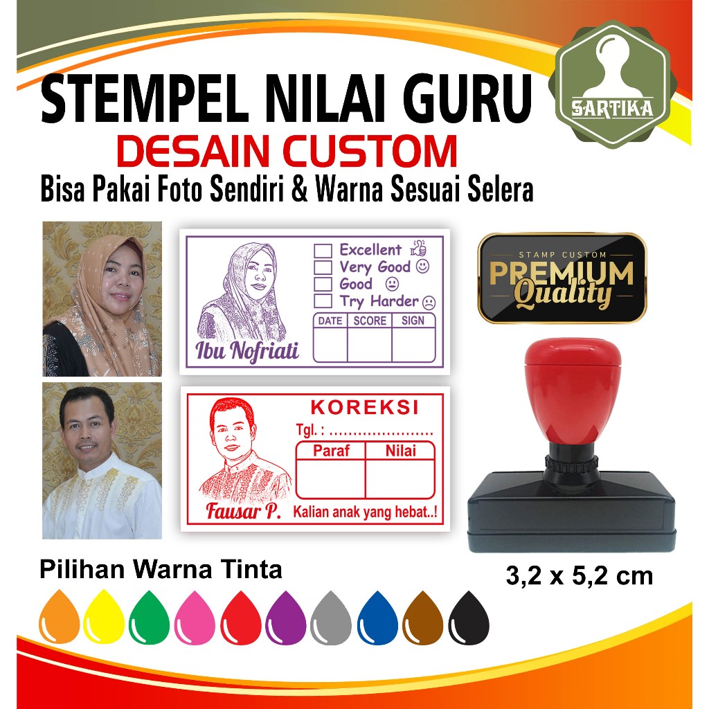 Jual STEMPEL CUSTOM / STEMPEL NILAI GURU PAKAI FOTO UKURAN 32x52 mm ...