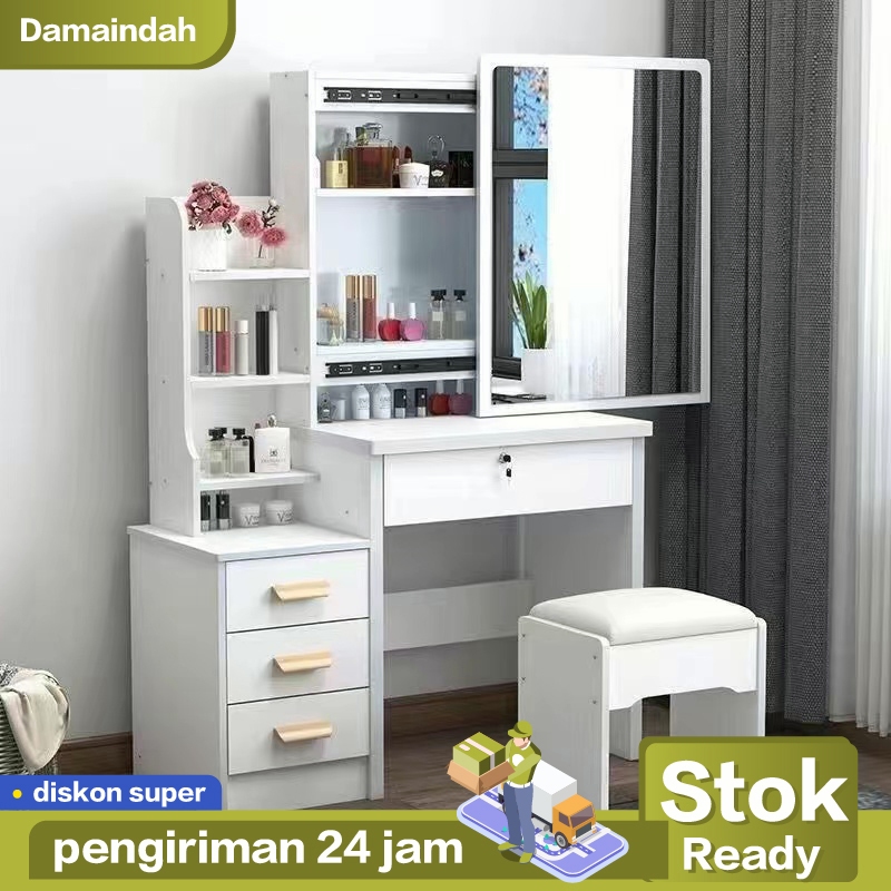 Jual Damaindah Meja Rias Aesthetic Set Kursi/Meja Rias Lampu LED/Meja ...