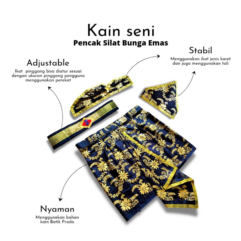 Jual Kain Seni Silat Bunga Emas/Sembong Pencak Silat/ Kain Seni Songket ...