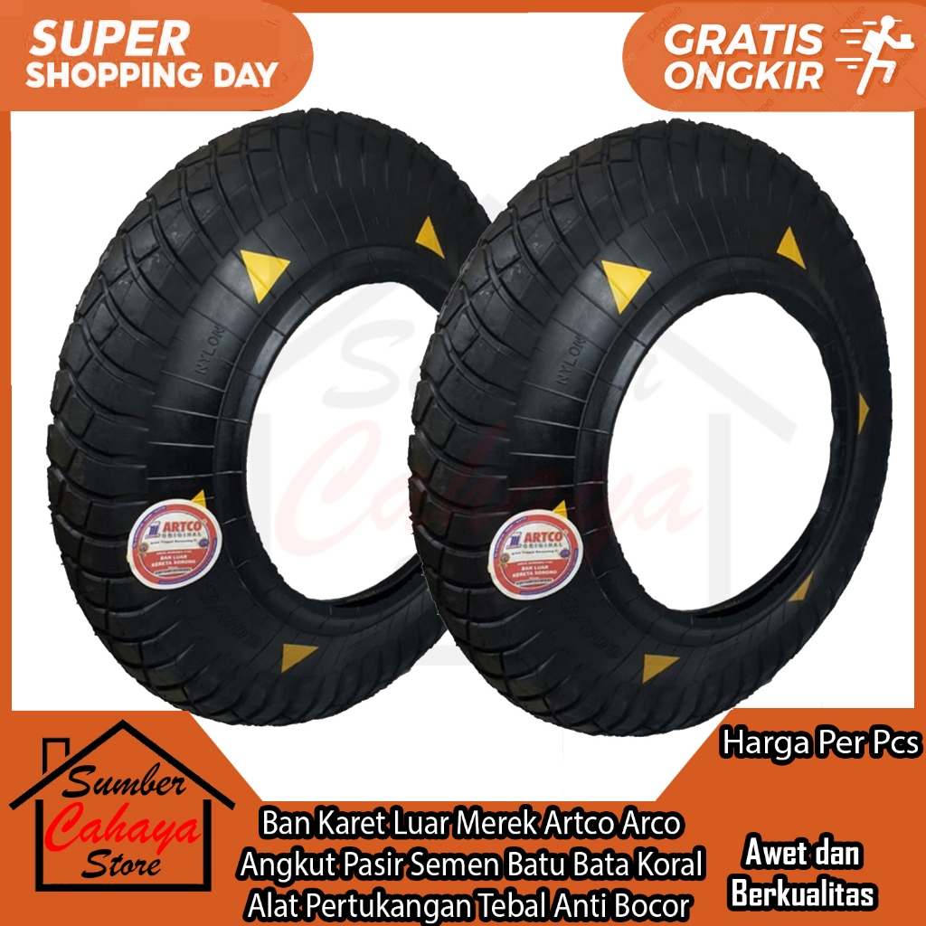 Jual Ban Gerobak Dorong Merek Artco Roda Sorong Pasir Semen Batu Karet ...