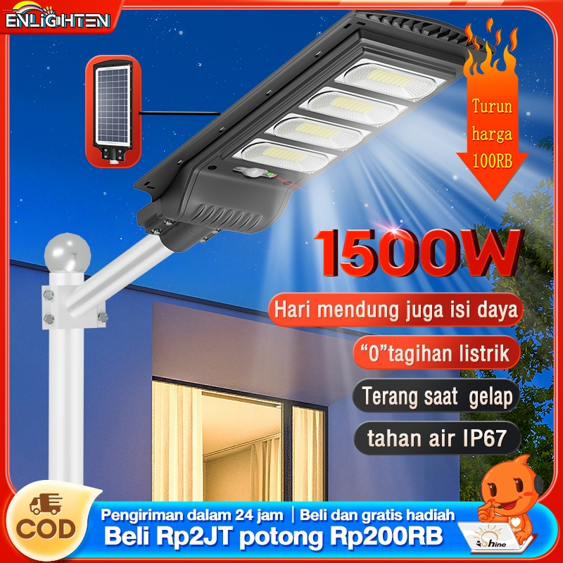 Jual 【Garansi 10 tahun】Lampu tenaga surya outdoor Lampu Jalan Matahari lampu dinding 1500W Solar ...