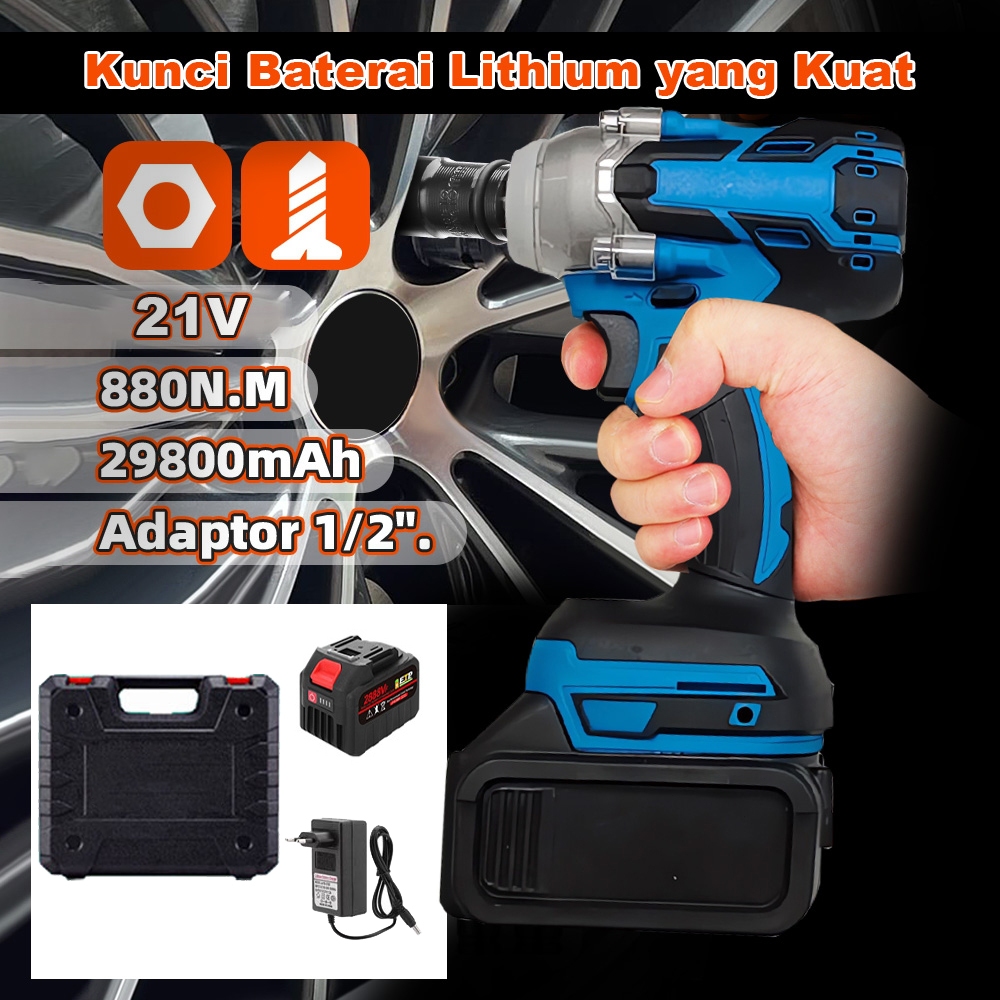 Jual Cordless Impact Wrench Brushless 21V 880N/M Mobil Impact Baterai Mesin Bor Untuk Baut Mobil ...
