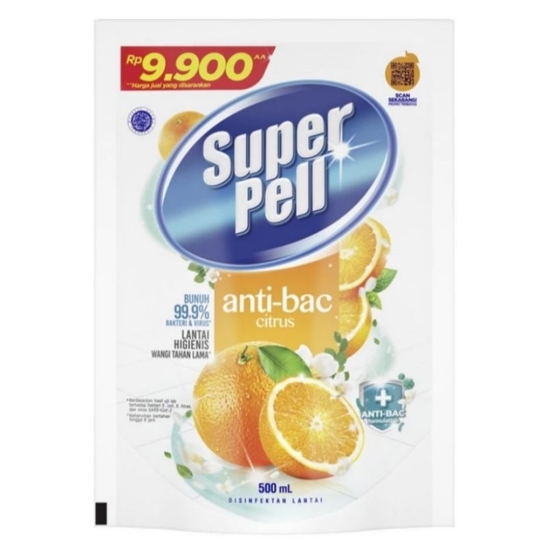 Jual Superpell Pembersih Lantai Antibacterial Citrus Pouch 500ml ...