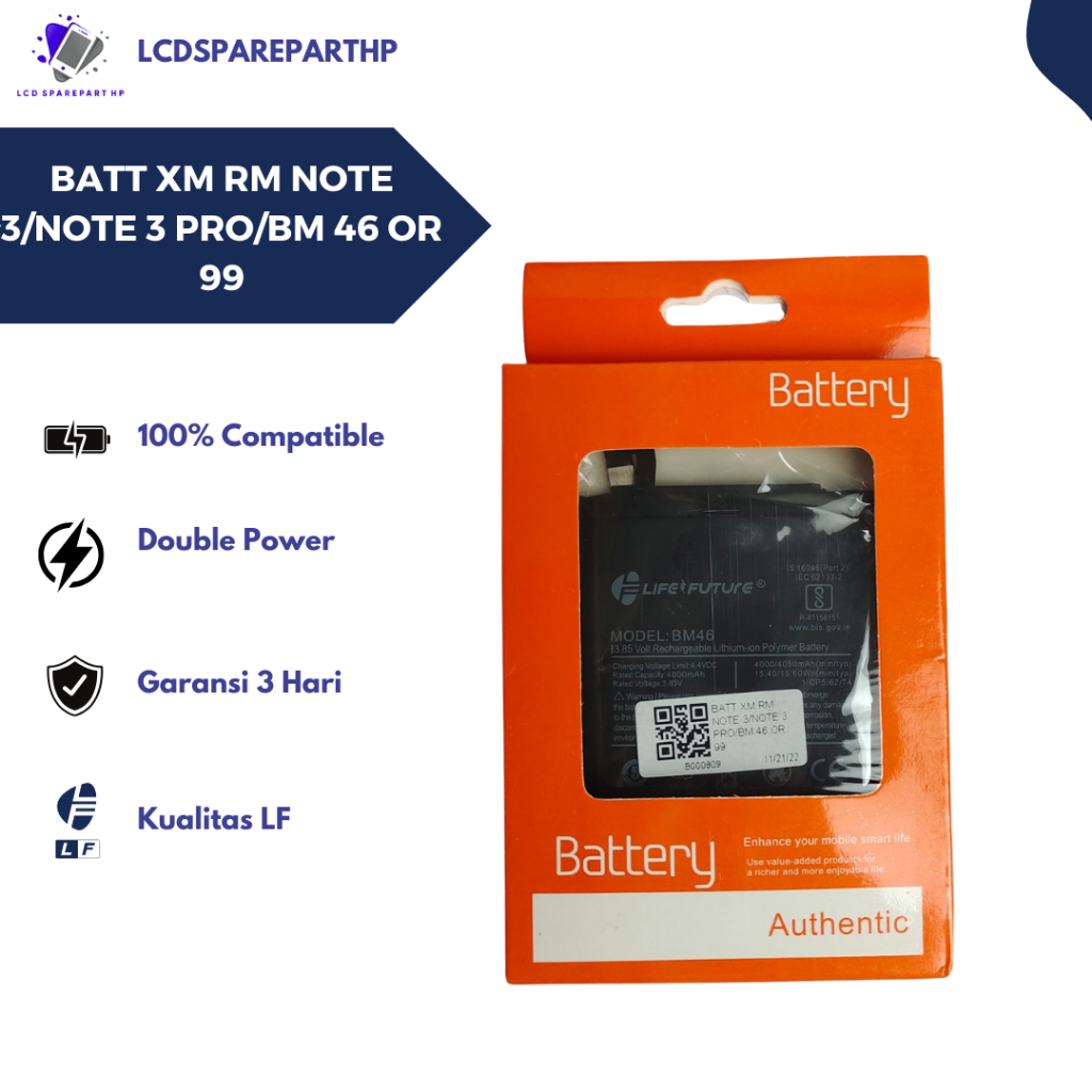 Jual XIAOMI BATERAI ORIGINAL 99% BM46 - REDMI NOTE 3 / NOTE 3 PRO ...