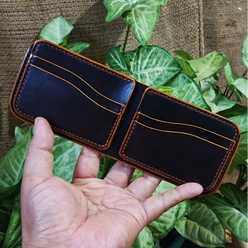 Jual dompet pendek minimalis 4 slot kartu kulit asli handmade | Shopee ...