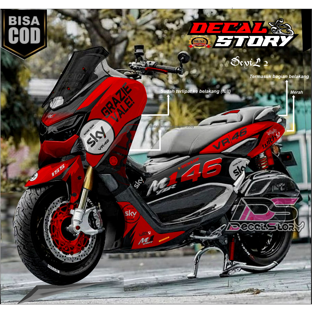 Jual Decal sticker Nmax new, nmax old fullbody motif grazie vale Vr-46 ...