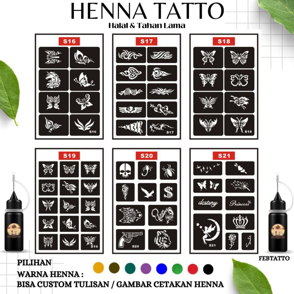 Jual Henna Tato Halal Tahan Lama Bisa Custom Hena Kit 10ml HEN S16 ...