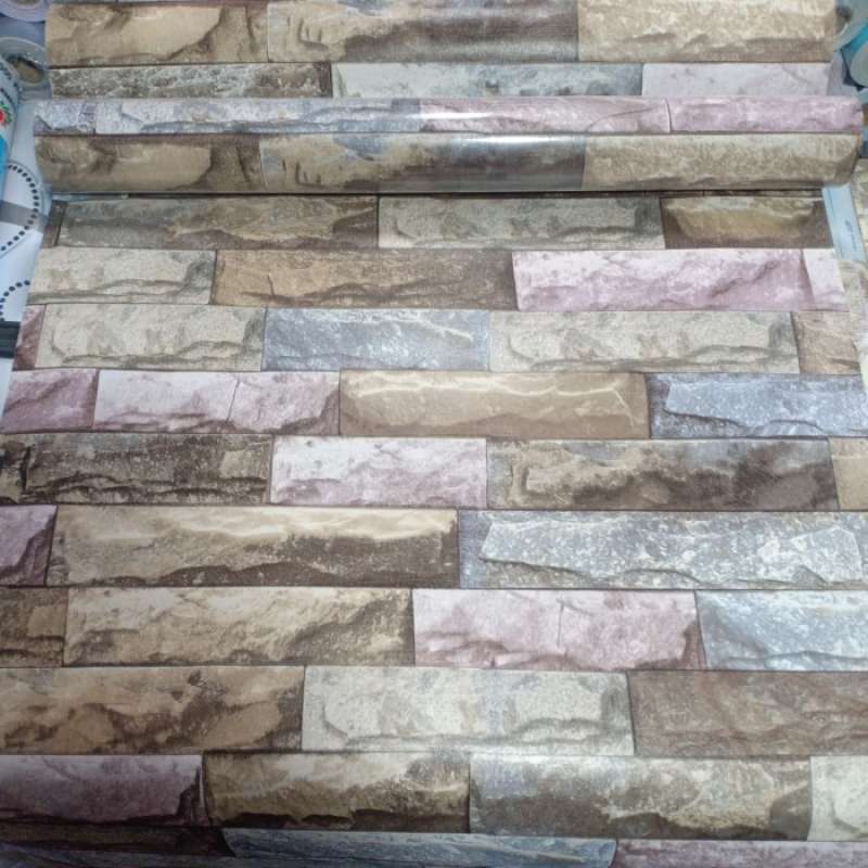 Jual Wallpaper Sticker Dinding Motif Batu Alam 45cm x 10m Ready ...