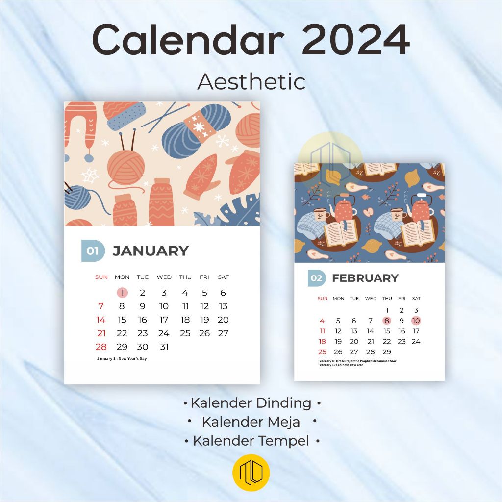 Jual KALENDER 2024 AESTHETIC MOTIF COZY / KALENDER MEJA / KALENDER ...