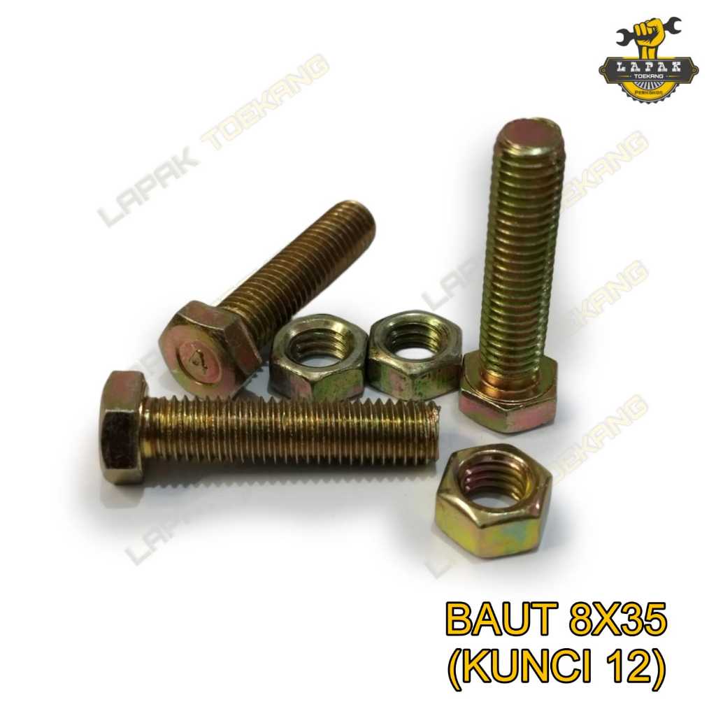 Jual Baut Mur Besi KUNING M8x35 mm | Shopee Indonesia