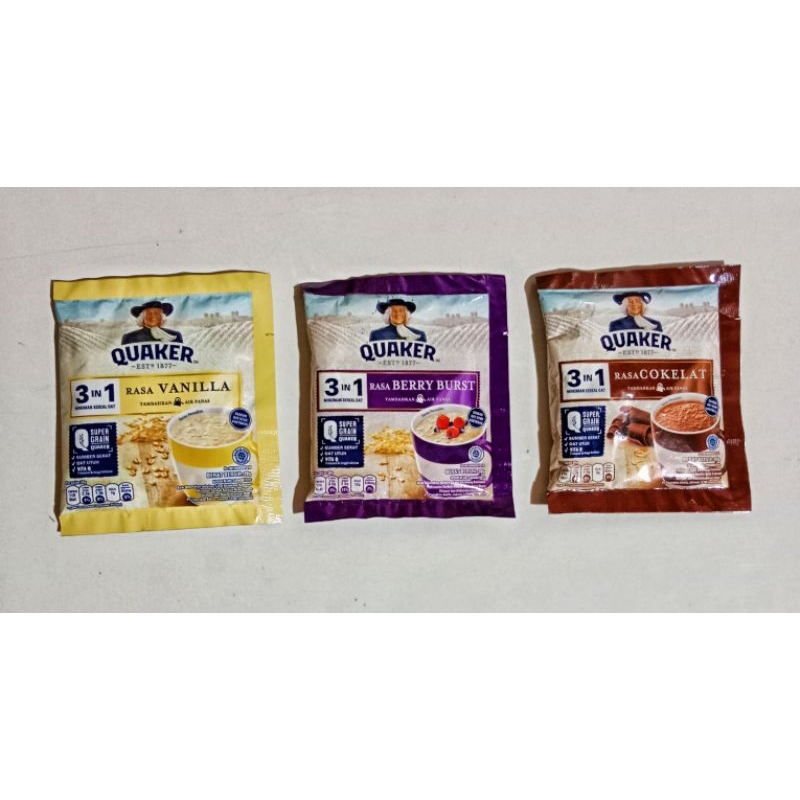Jual Quaker 3in1 Rasa Vanilla || Coklat || Berry Burst Minuman Sereal ...