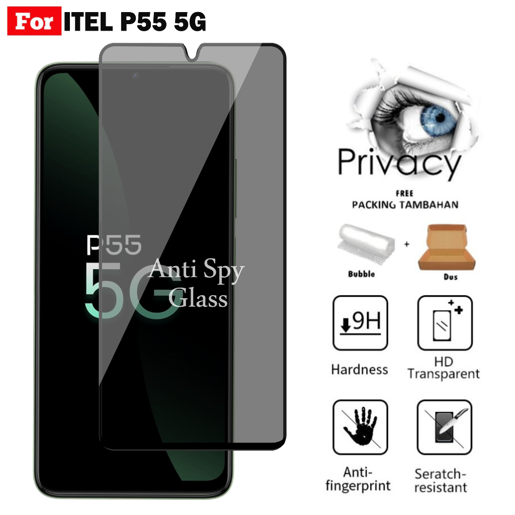 Jual Tempered Glass Itel P55 5G Layar Privacy Anti Spy Full Cover Premium | Shopee Indonesia